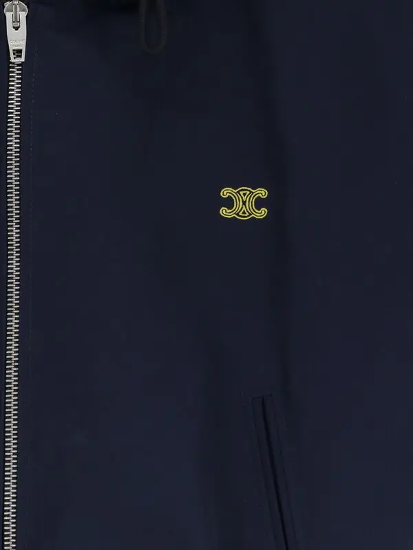 Celine Long-sleeved Zip-up Casual Jacket With Drawstring Hood - Black