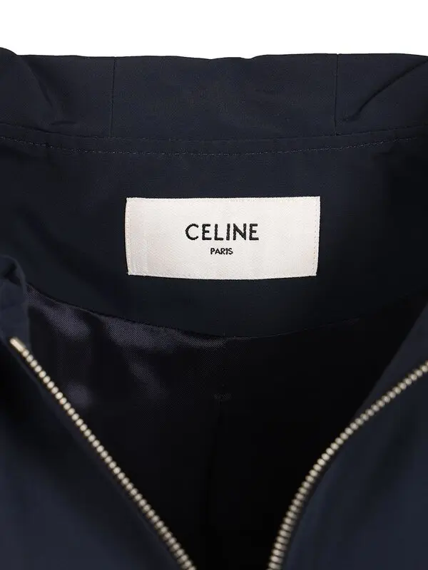 Celine Long-sleeved Zip-up Casual Jacket With Drawstring Hood - Black