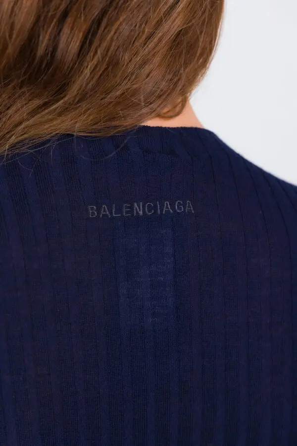 Balenciaga Crewneck Ribbed-knit Jumper - Black