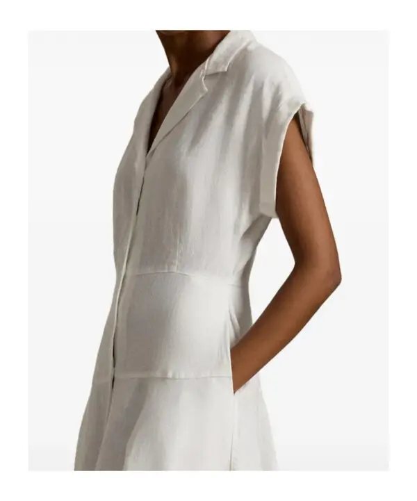 Polo Ralph Lauren A-line Linen Midi Shirt Dress - White