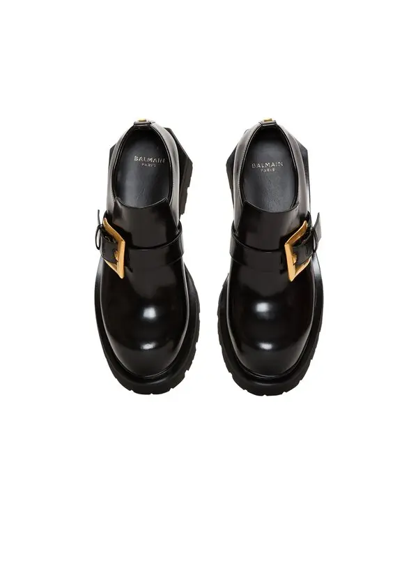 Balmain Anthem Loafers In Glazed Leather