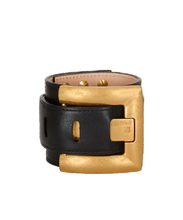 Balmain Anthem Smooth Leather Bracelet - Black