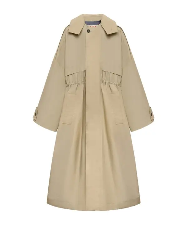 Marni Beige Nylon Trench Coat With Belt