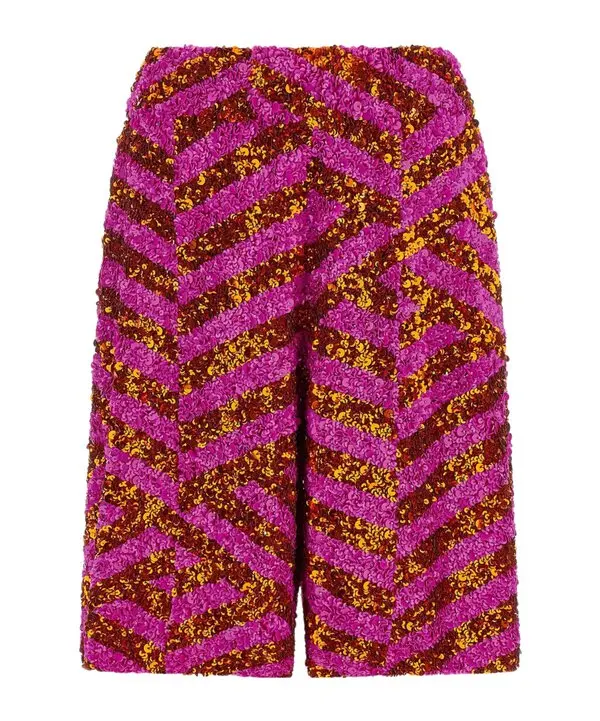 Dries Van Noten Pomy Bis Sequined Bermuda Shorts