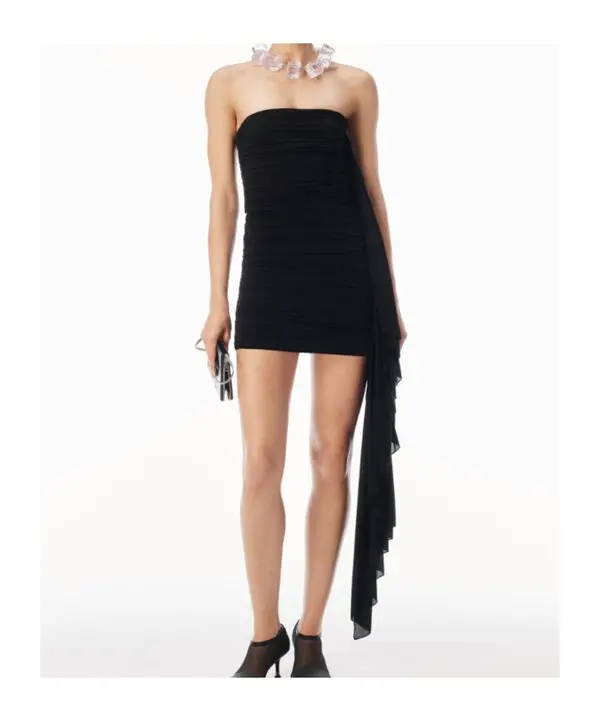 Alexander Wang Asymmetric Ruched Strapless Mini Dress