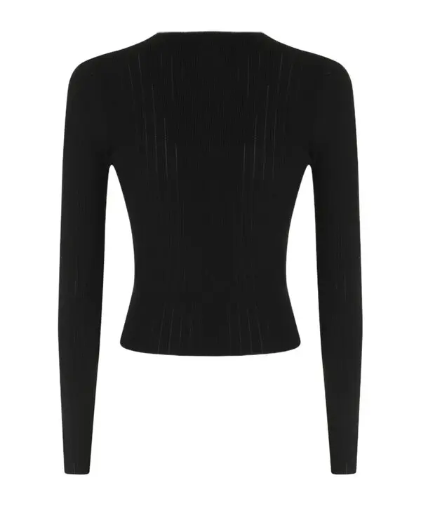 Alexander Wang V-neck Long Sleeve Pointelle Zip Cardigan