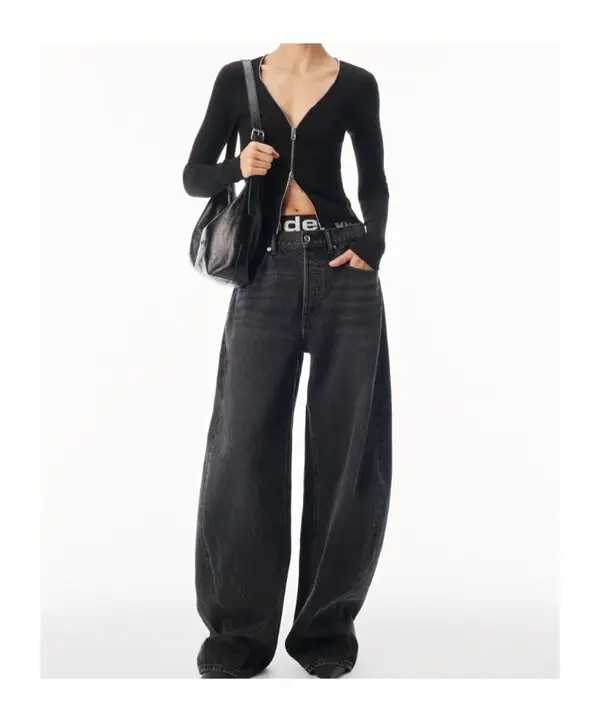Alexander Wang V-neck Long Sleeve Pointelle Zip Cardigan
