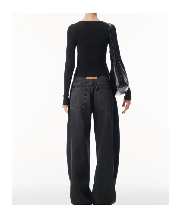 Alexander Wang V-neck Long Sleeve Pointelle Zip Cardigan