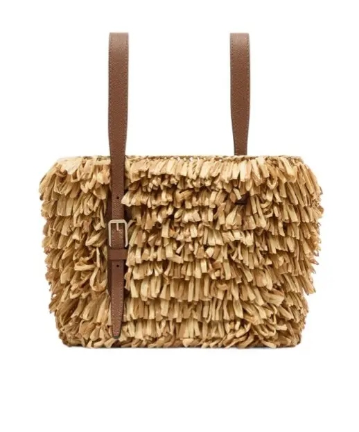 VALEXTRA Soft Wavy Raffia Bucket Bag