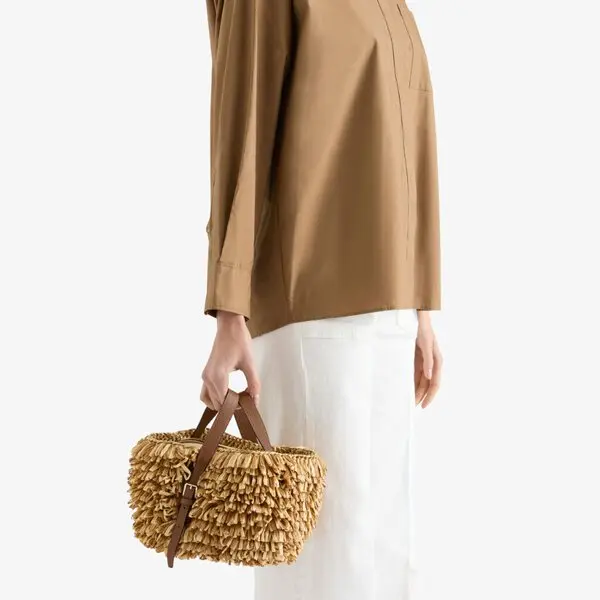 VALEXTRA Soft Wavy Raffia Bucket Bag