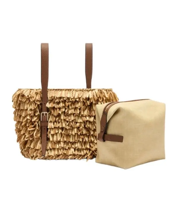 VALEXTRA Soft Wavy Raffia Bucket Bag