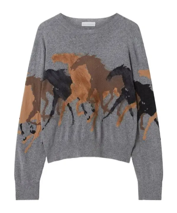 Stella McCartney Horse-motif Round-neck Sweater - Gray
