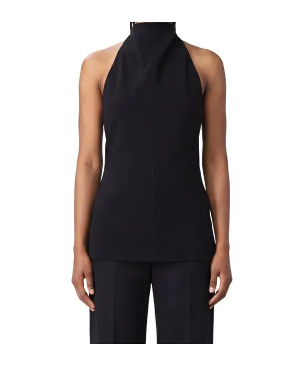 Khaite Halter Neck Backless Top With Buckle Detail - Black