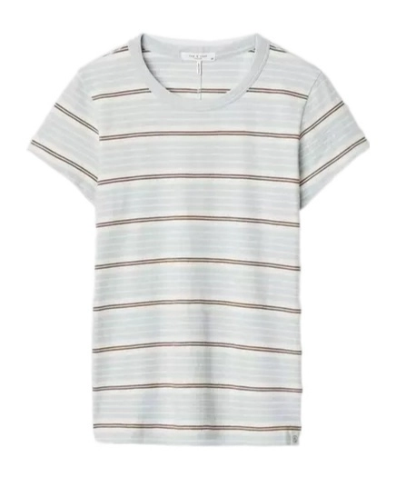 Rag & Bone Striped Crew Neck T-shirt - Light Blue Multi