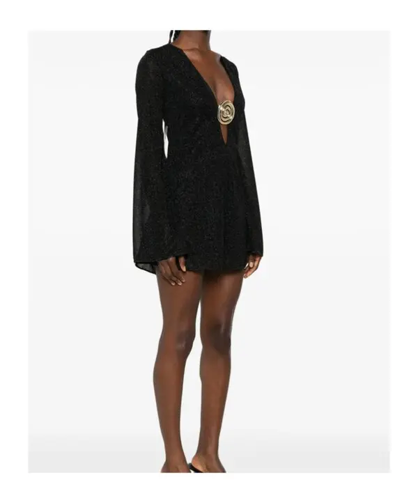 Oseree Lumière Embellished V-neck Mini Dress