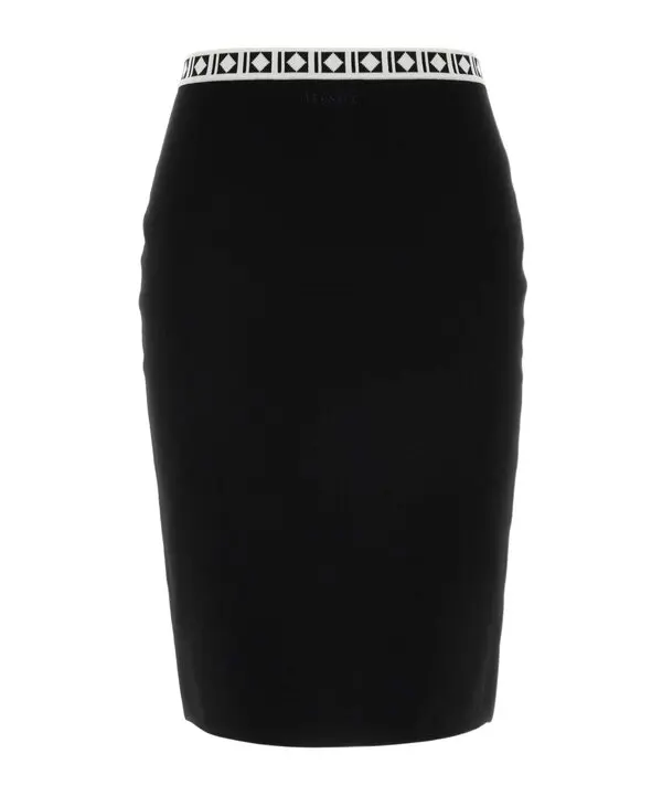 Versace Viscose-blend Jacquard Midi Skirt - Black