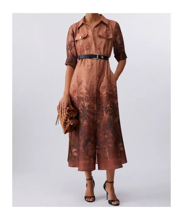 Liu Jo Printed Belted Shirt Maxi Dress
