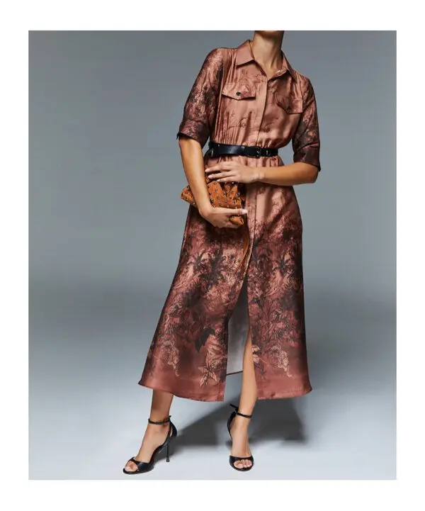 Liu Jo Printed Belted Shirt Maxi Dress