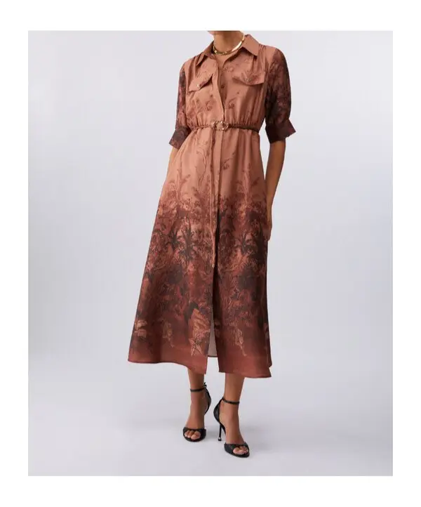 Liu Jo Printed Belted Shirt Maxi Dress