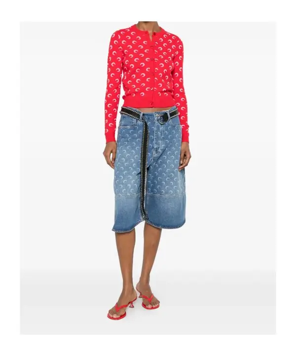 MARINE SERRE Moon' Circular Wool Jacquard Cardigan