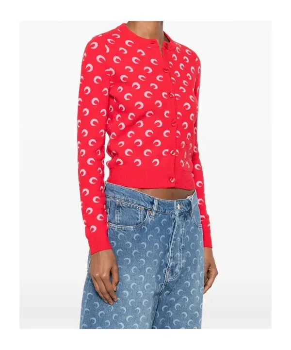 MARINE SERRE Moon' Circular Wool Jacquard Cardigan