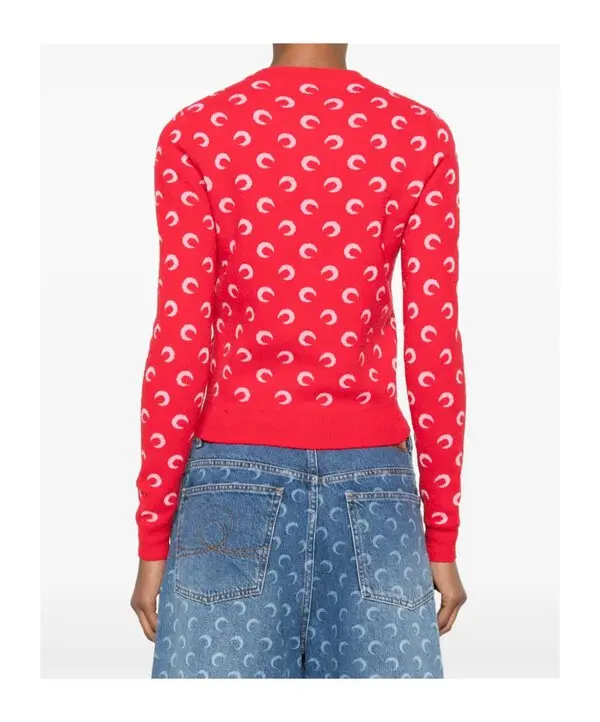MARINE SERRE Moon' Circular Wool Jacquard Cardigan