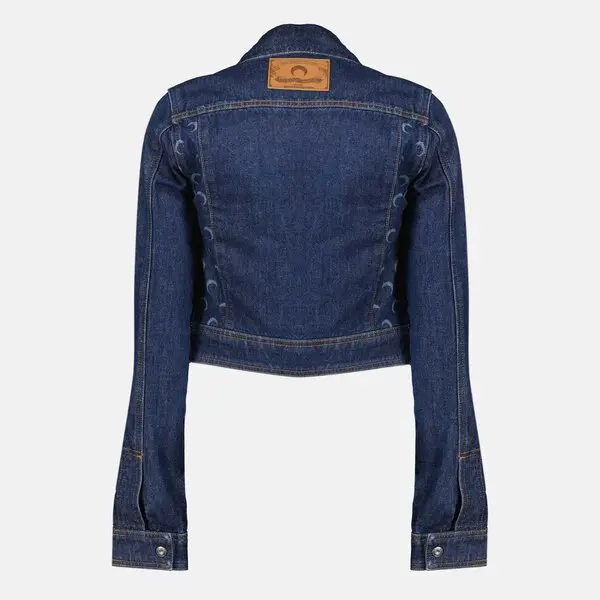 MARINE SERRE Moon Printed Cropped Denim Jacket
