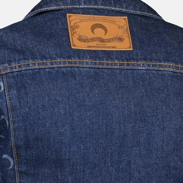 MARINE SERRE Moon Printed Cropped Denim Jacket