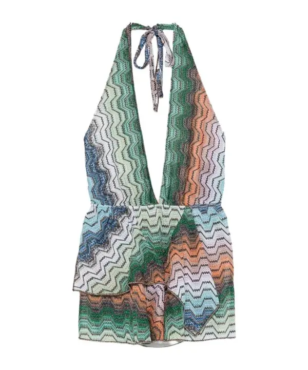 Missoni Zigzag-knit Ruffled Mini Dress