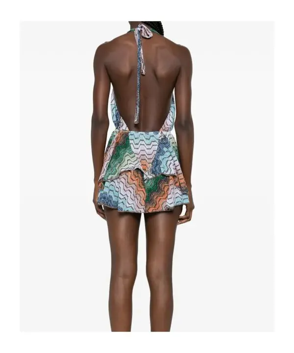 Missoni Zigzag-knit Ruffled Mini Dress