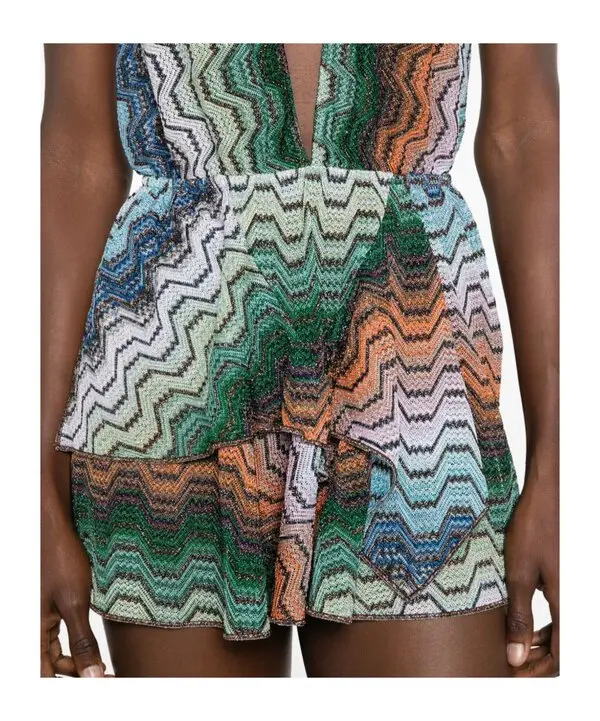 Missoni Zigzag-knit Ruffled Mini Dress