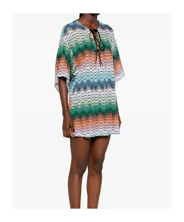 Missoni Zigzag-knit Lace-up Mini Dress
