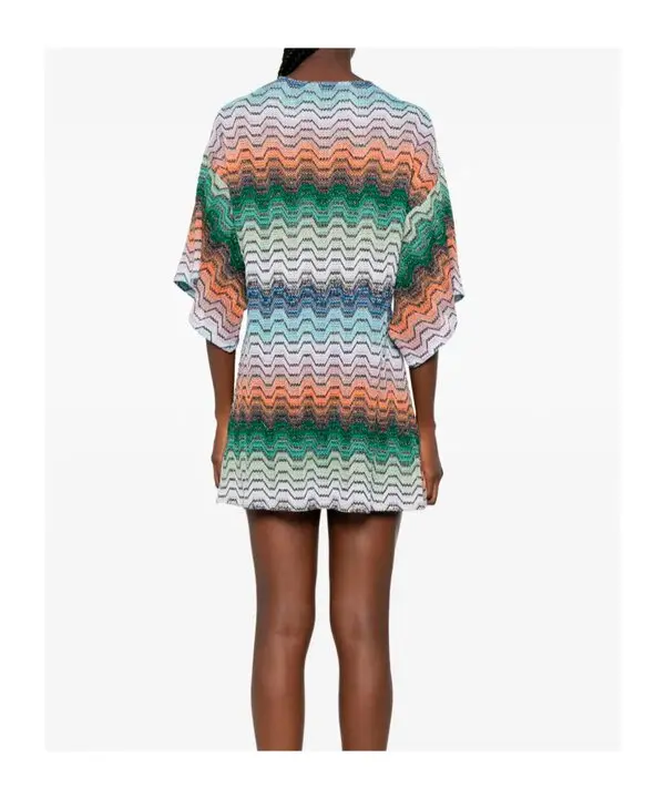 Missoni Zigzag-knit Lace-up Mini Dress