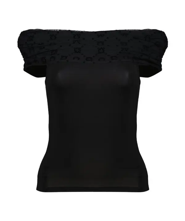 MARINE SERRE Draped Bustier Top - Black