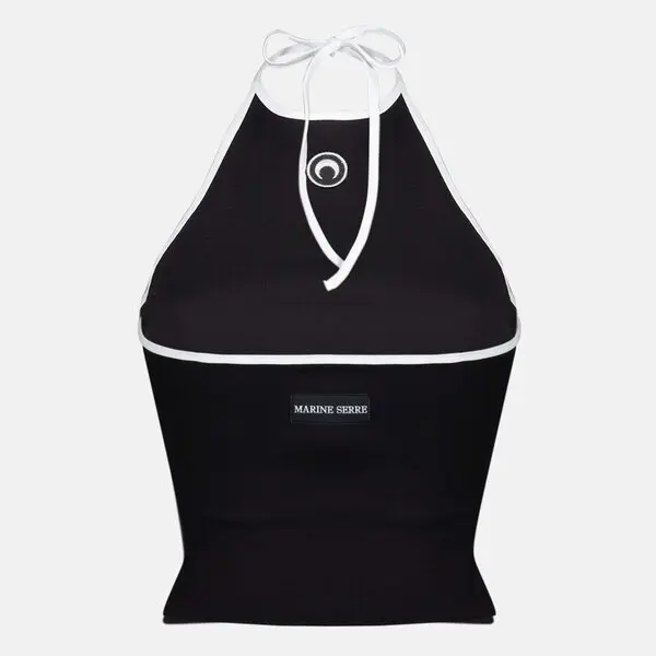 MARINE SERRE Moon Logo Halter Neck Jersey Tank Top
