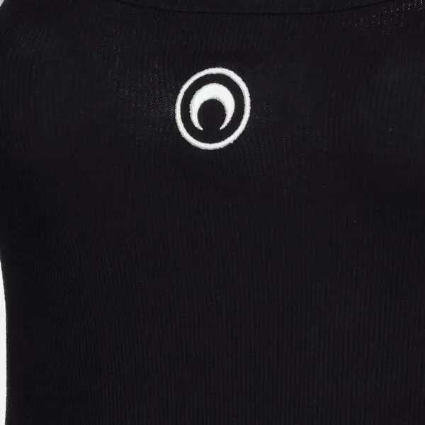 MARINE SERRE Ribbed Jersey Long Dress With Moon Logo