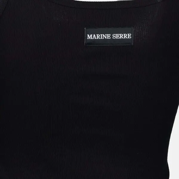 MARINE SERRE Ribbed Jersey Long Dress With Moon Logo