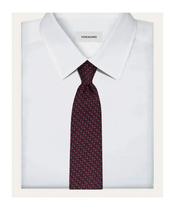 FERRAGAMO Gancini Silk Jacquard Tie