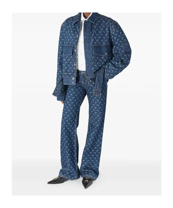 MARINE SERRE Moon Print Bootcut Jeans
