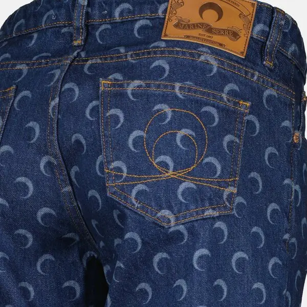 MARINE SERRE Moon Print Bootcut Jeans