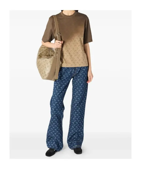 MARINE SERRE Moon Print Bootcut Jeans