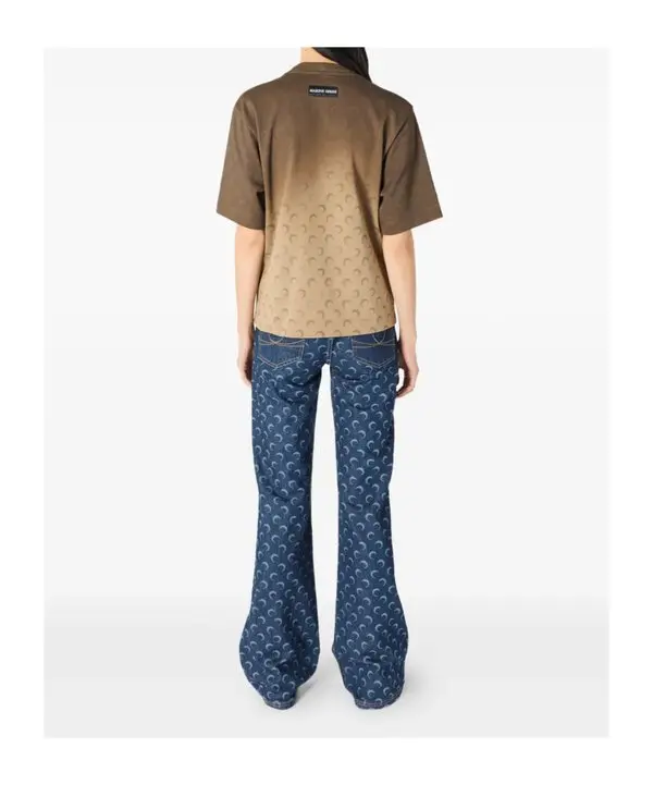 MARINE SERRE Moon Print Bootcut Jeans