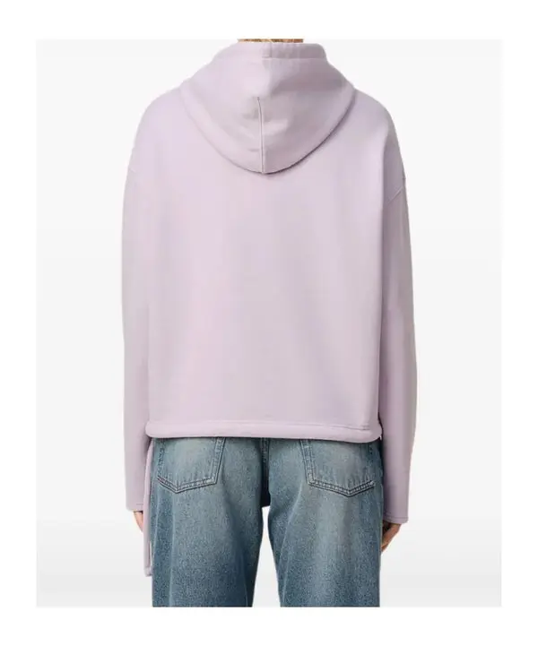 Ami Cropped Fleece Hoodie With De Coeur Embroidery