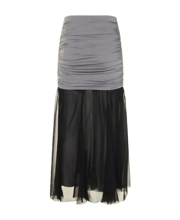 Tory Burch Gathered Silk Skirt