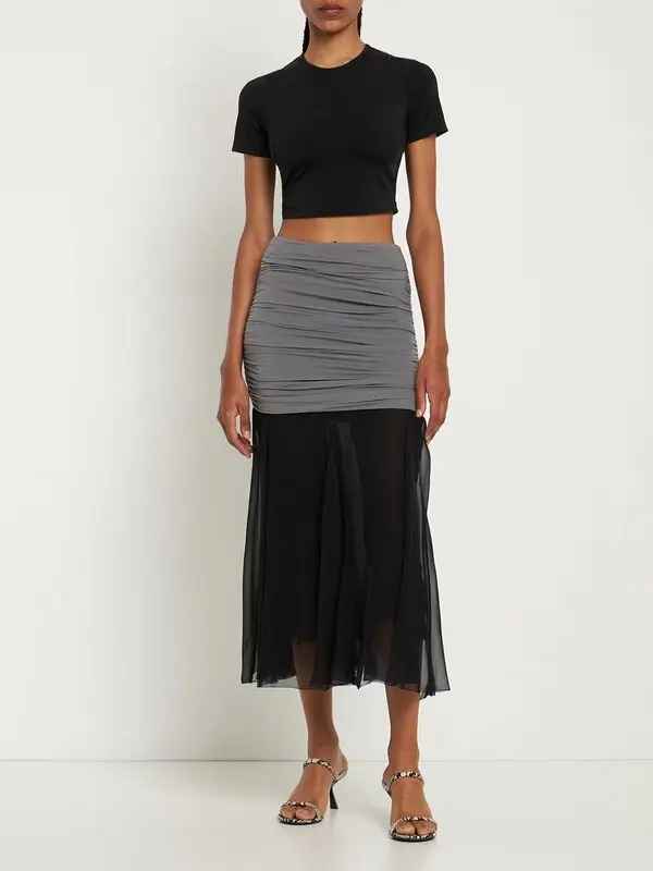 Tory Burch Gathered Silk Skirt