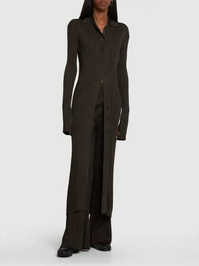 JIL SANDER Ribbed Knit Casual Pants