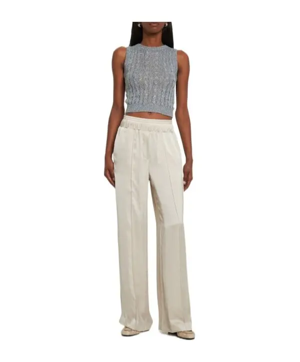 Brunello Cucinelli Satin Wide Leg Pajama Pants