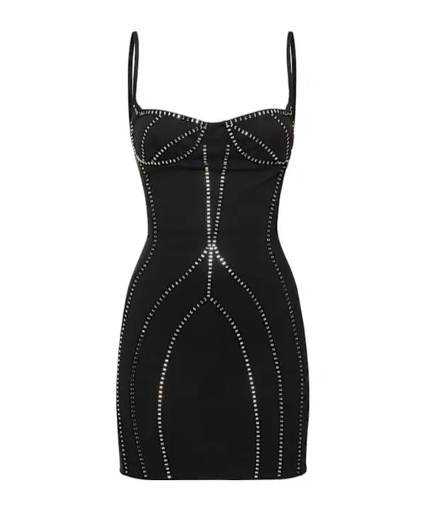 Attico Crystal Embellished Sablé Mini Dress
