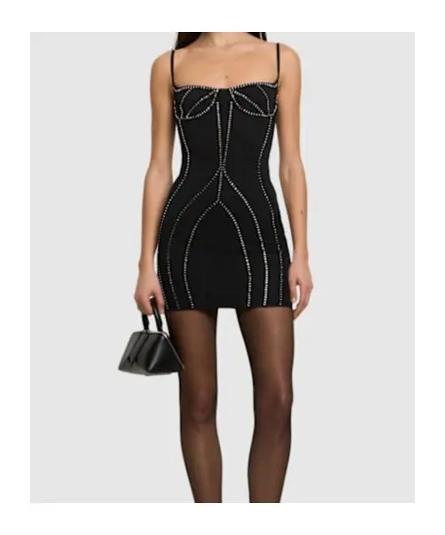 Attico Crystal Embellished Sablé Mini Dress