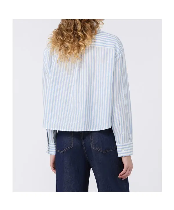 Max Mara Striped Shirt With Classic Collar And Dropped Shoulders